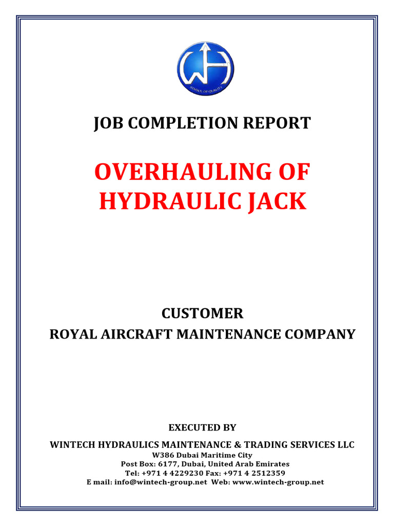 Royal Aircraft Maintenance Company - Job Completion Report | PDF