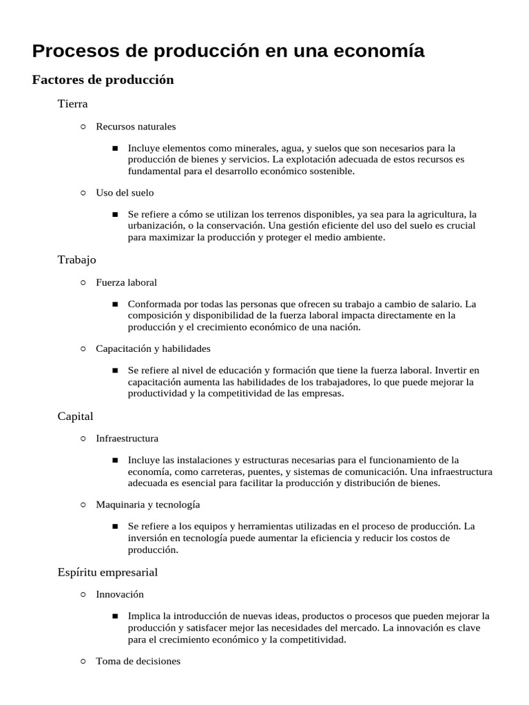 Procesos de Producción en Una Economía | PDF | Business | Infraestructura