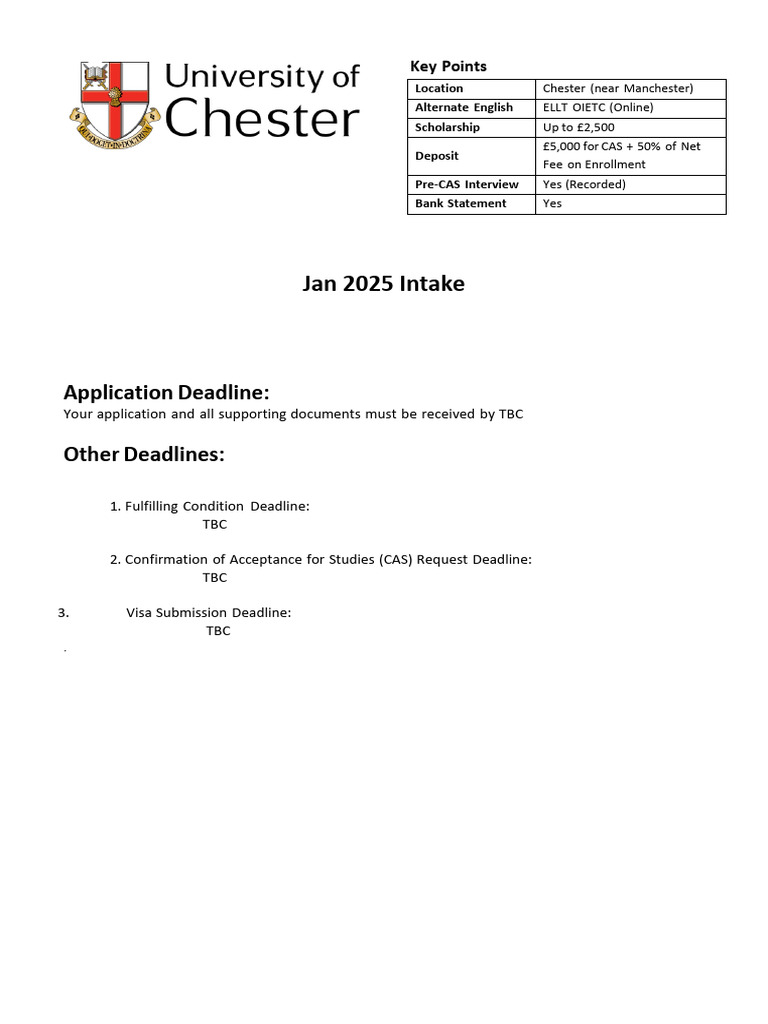 Chester University Application Guide | PDF | International English ...