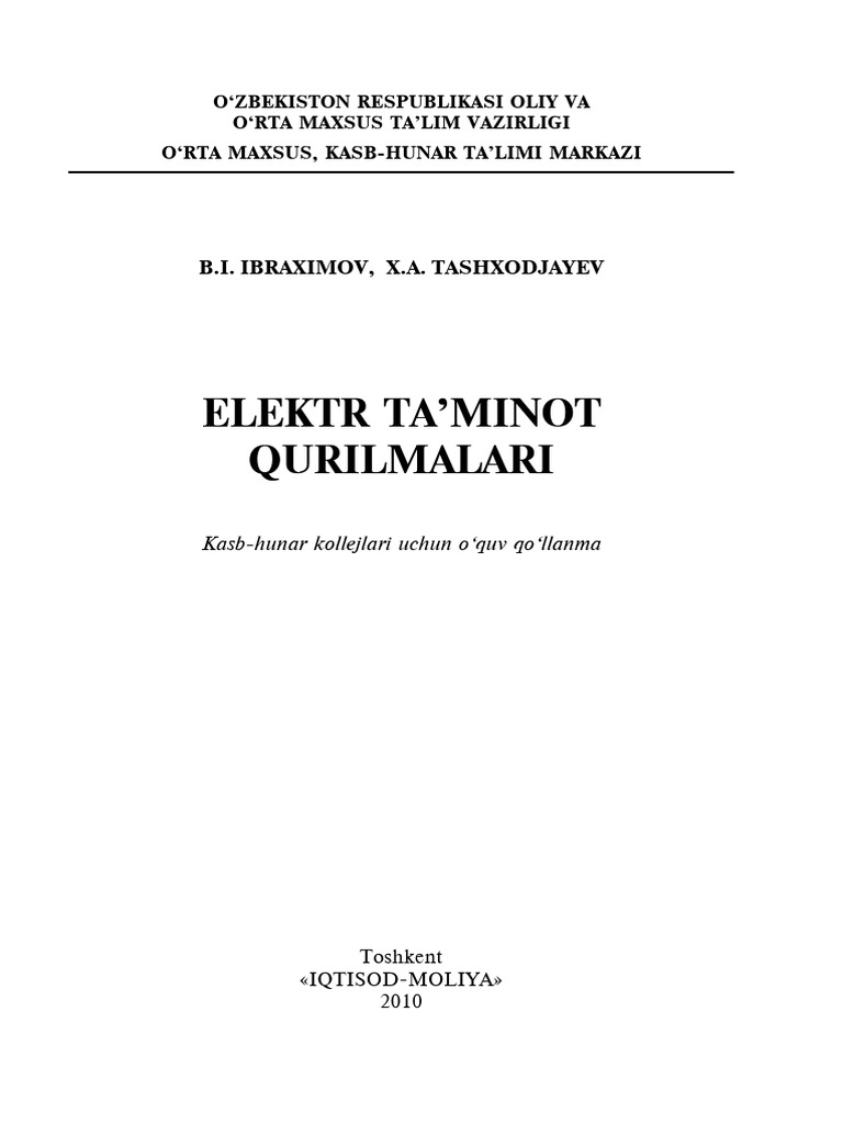Elektr Ta'minot Qurilmalari | PDF