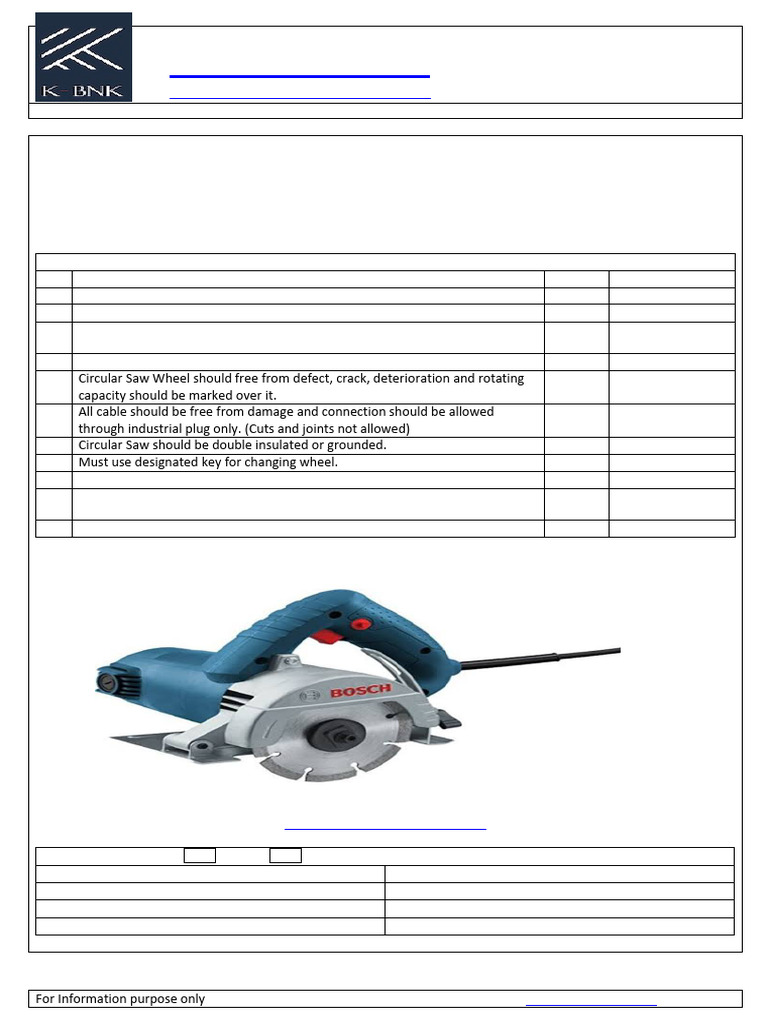 Circular-Saw-Inspection-Checklist | PDF