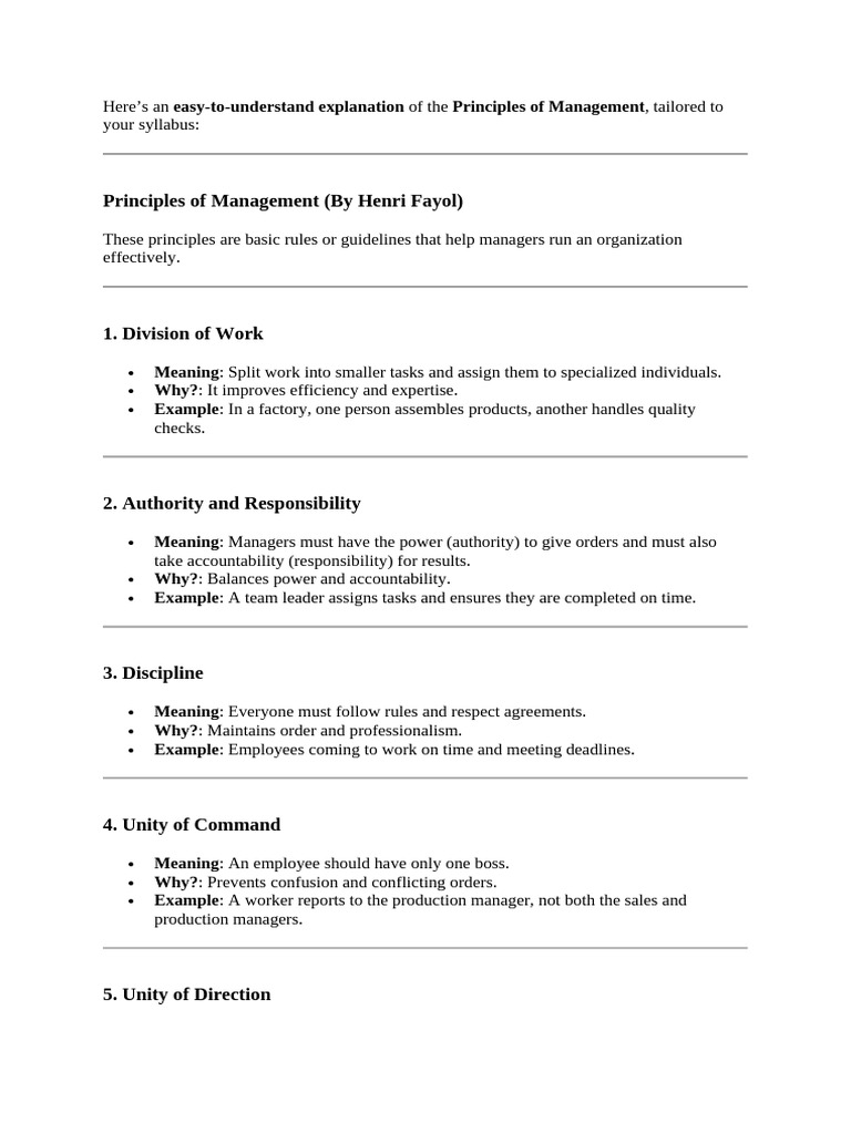 Principal of Managment Notes | PDF | Decentralization | Business