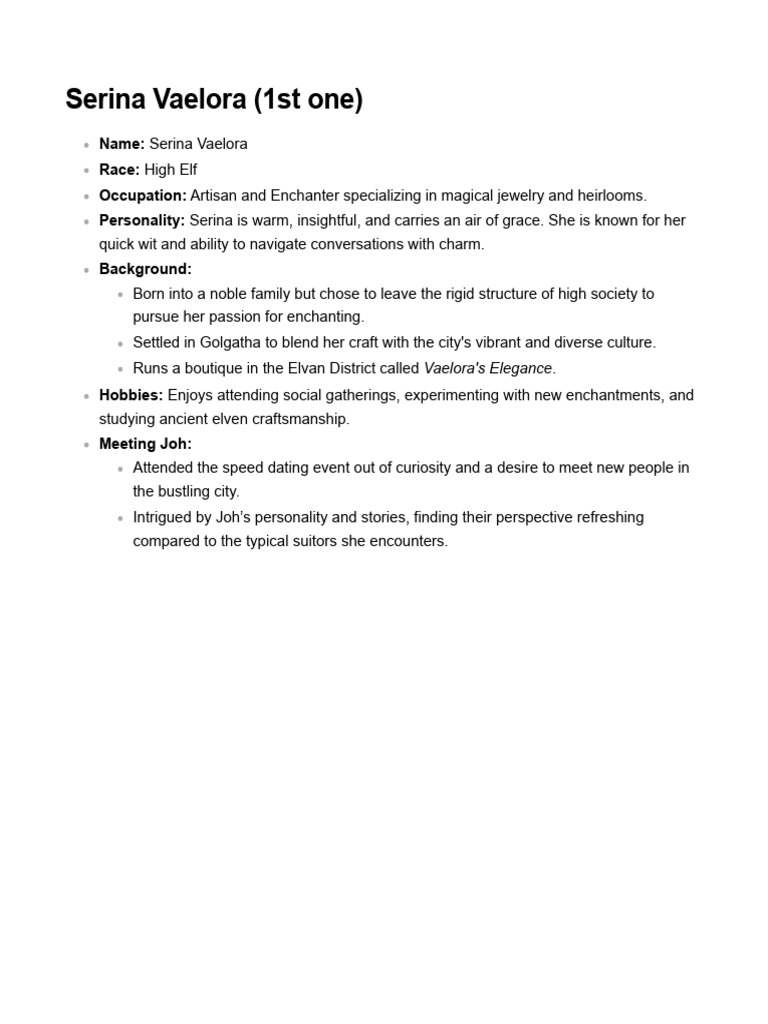 Serina Vaelora (1st One) | PDF