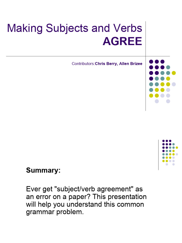 Agreementnouns - Verbsppt (2024!06!05 04-48-17 UTC) | PDF | Grammatical ...