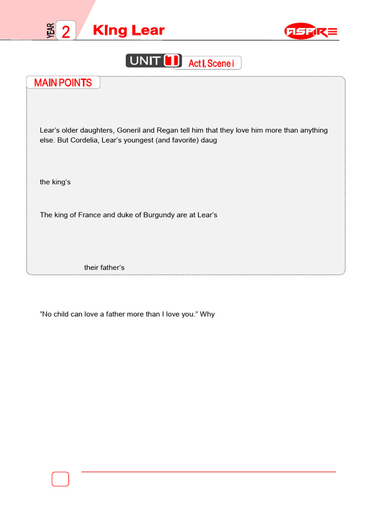 202 King Lear 1st Term Revision | PDF | King Lear