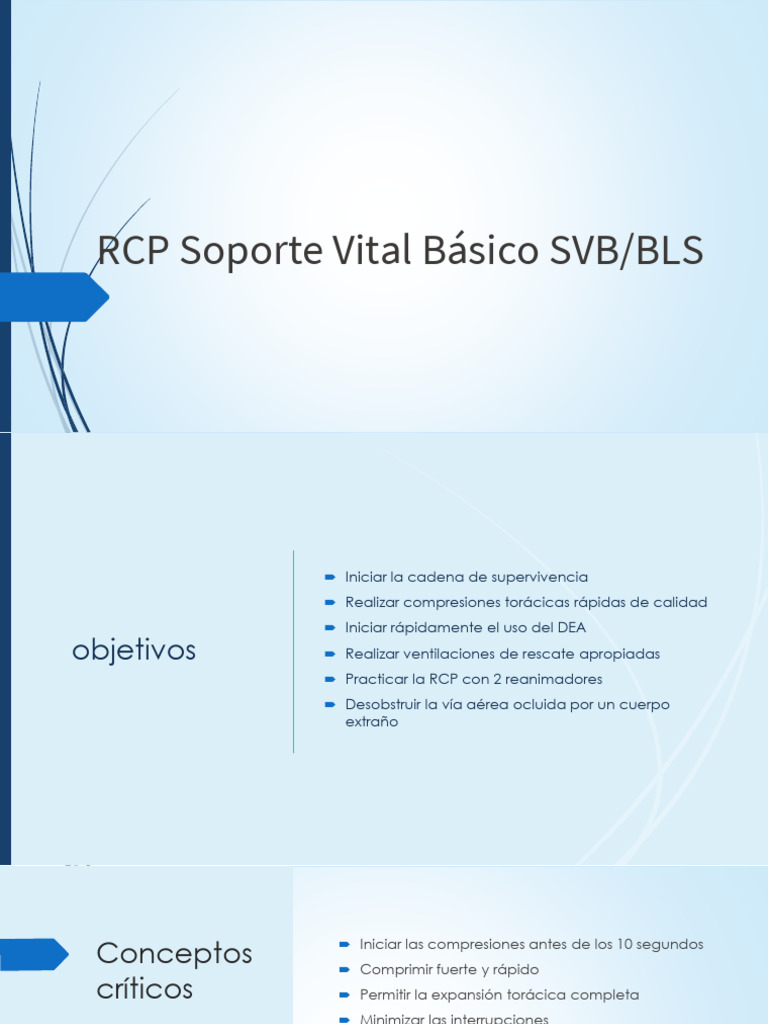 RCP Soporte Vital Básico SVB | PDF | Reanimación cardiopulmonar | Especialidades Medicas