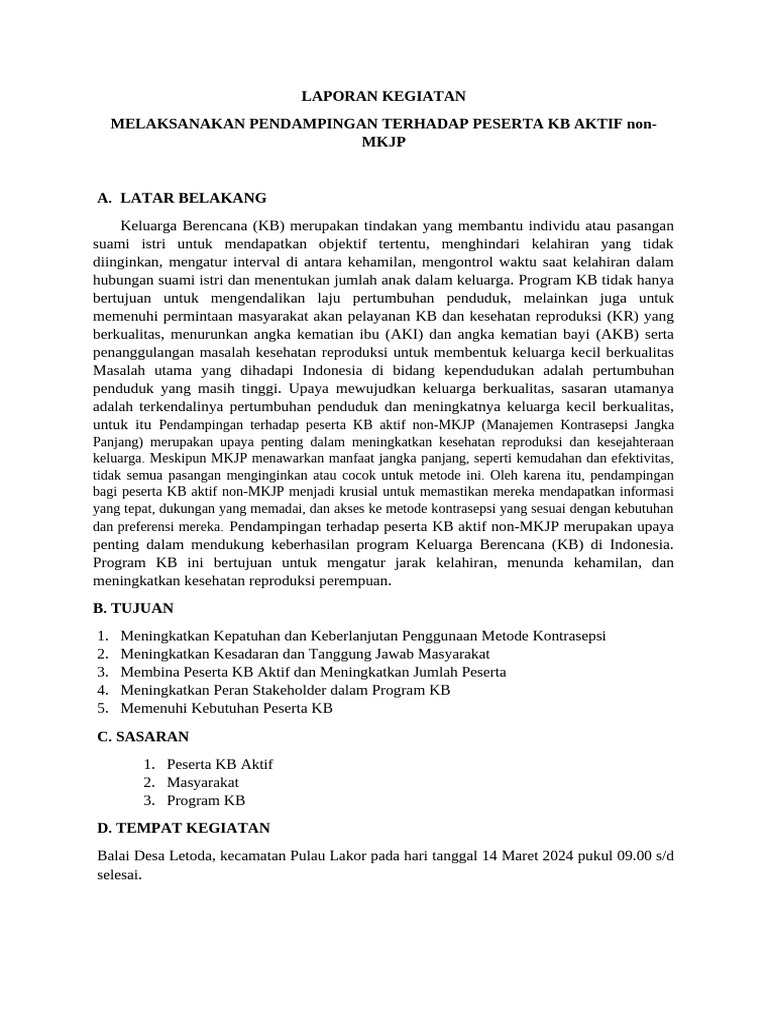 4. Lk Pendampingan Terhadap Peserta Kb Aktif Non-mkjp | PDF