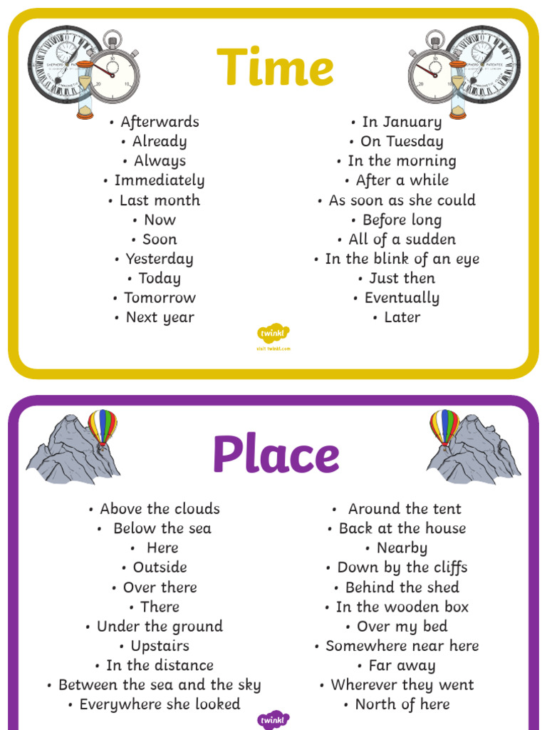 Adverbials of time and place | PDF