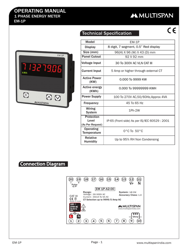 Multispan Meter Manual | PDF | Alternating Current | Power (Physics)