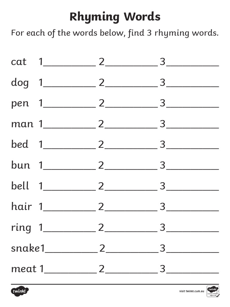 Rhyming Words | PDF