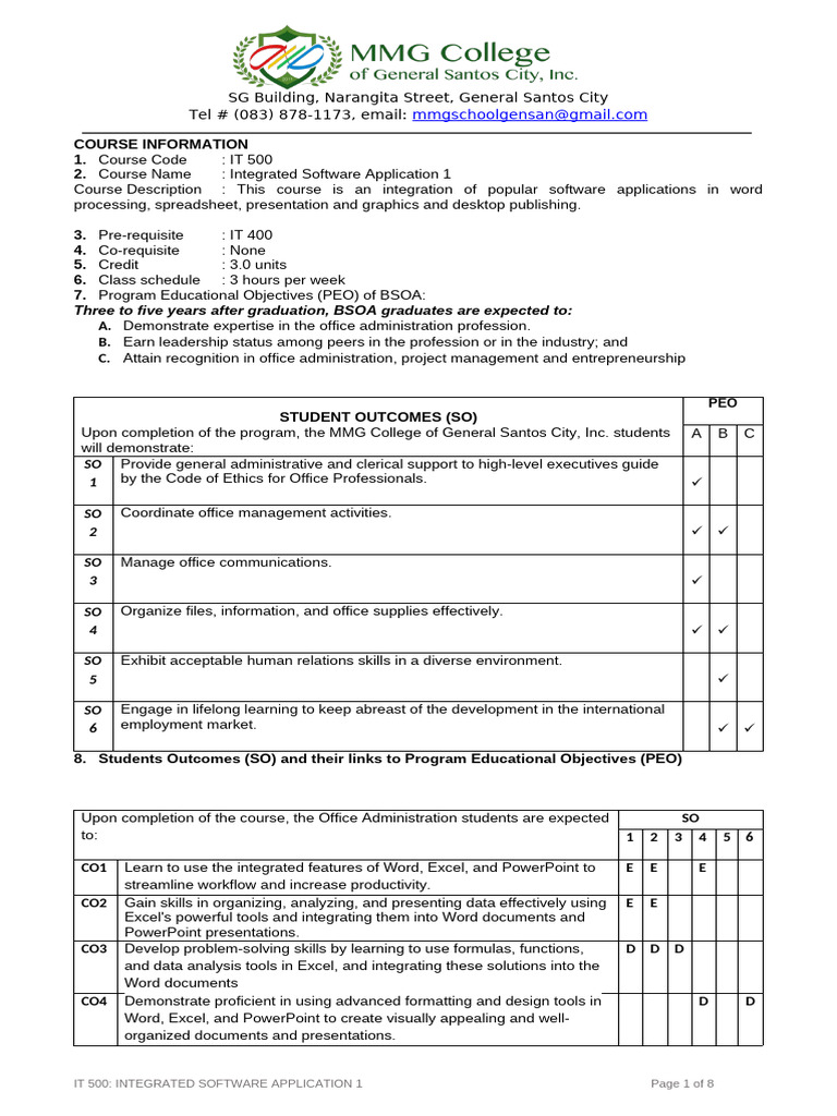 Integrated Software Application Course | PDF | Microsoft Excel | Computing