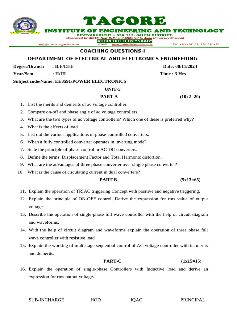 Power Electronics Exam Guide | PDF