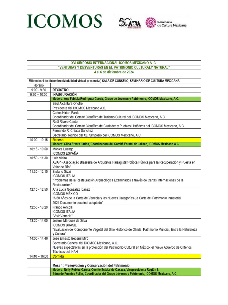 Simposio ICOMOS 2024: Patrimonio Cultural | PDF | México | Patrimonio ...