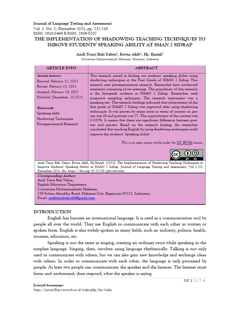 15 Andi+Tenri+Bali+Yahya+237-245 | PDF | English Language | Student's T ...