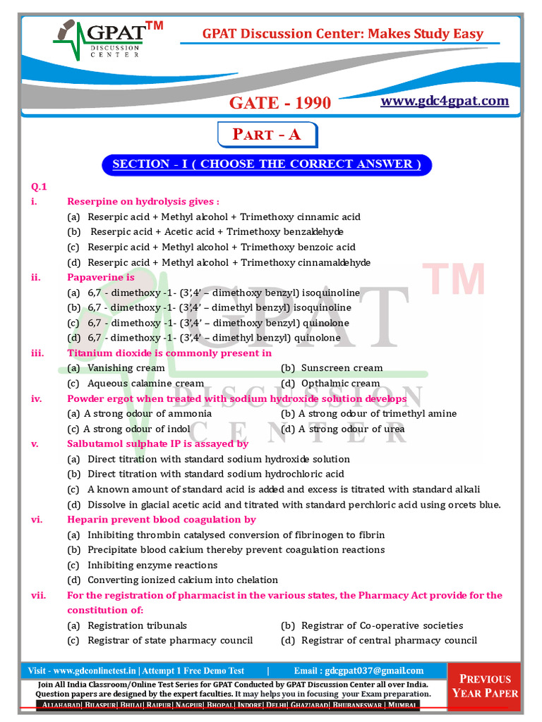 GPAT Test Series: Classroom & Online Prep | PDF | Acid | Titration
