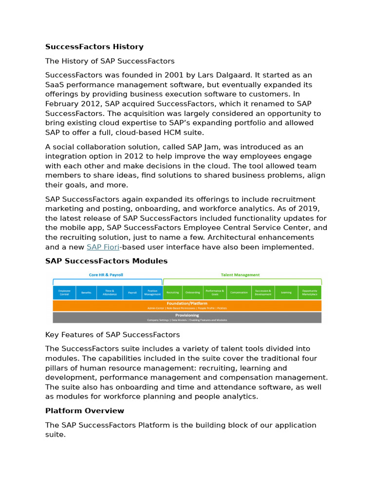 SAP SuccessFactors History and Overview | PDF | Login | Cloud Computing