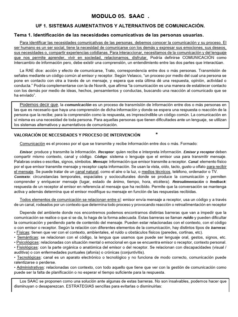 SAAC. Tema 1 A 3.3. Uso Sistemas Pictograficos. | PDF | Comunicación | Afasia