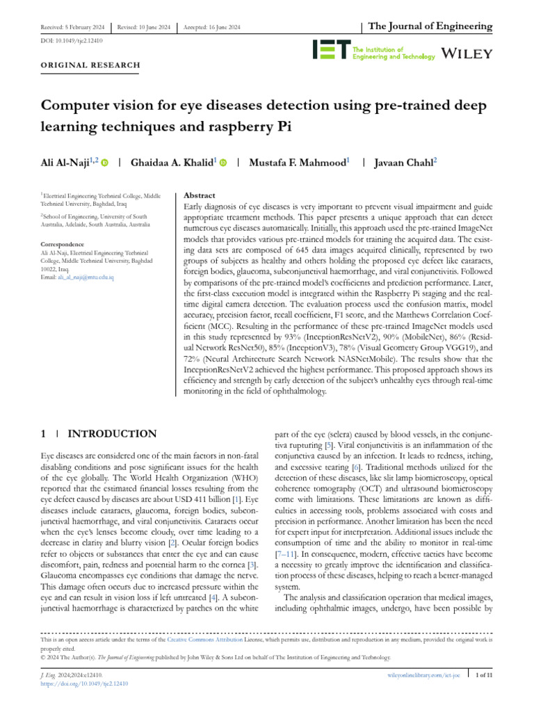 Computer Vision For Eye Diseases Detection Using P | PDF | Deep Learning