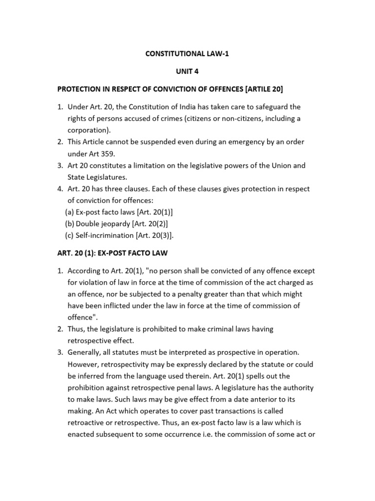 Article 20: Protections Against Conviction | PDF | Ex Post Facto Law ...