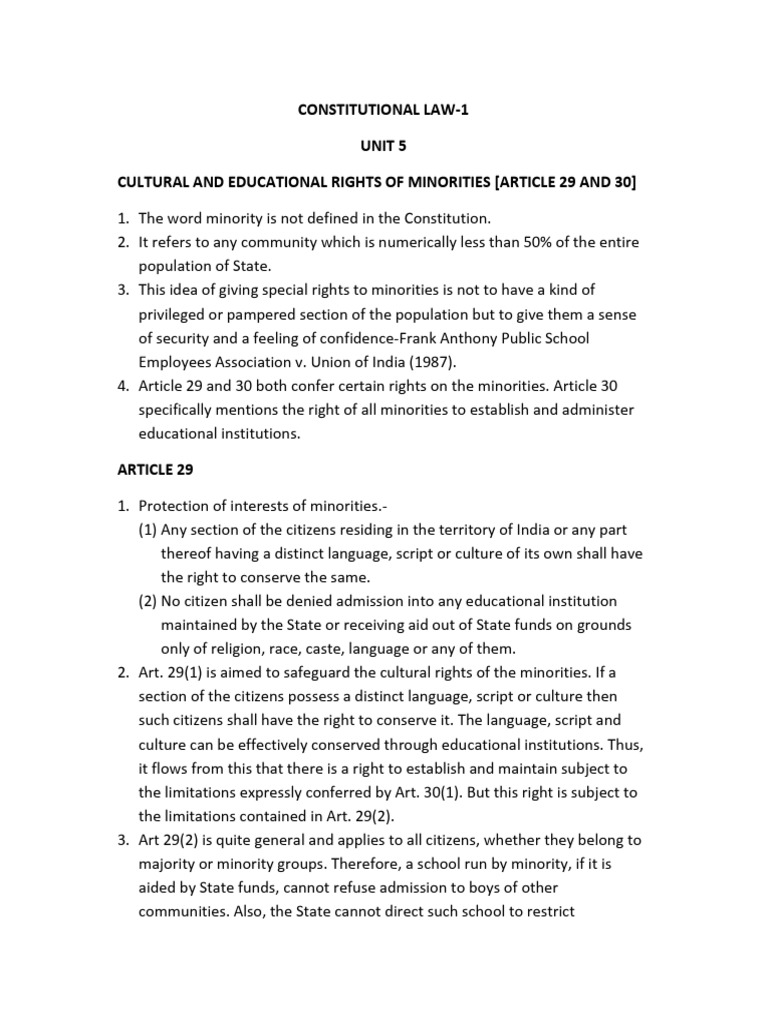 Cultural and Educational Rights of Minorities | PDF | Writ | Habeas Corpus