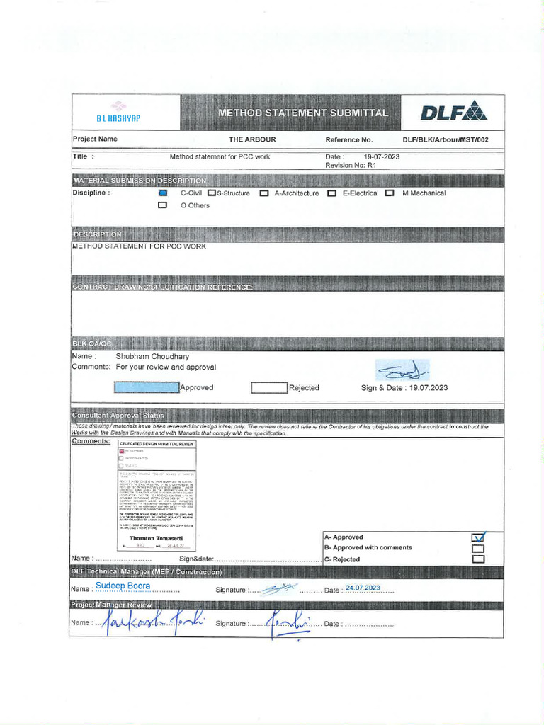 PCC Work Method Statement Overview | PDF | Concrete