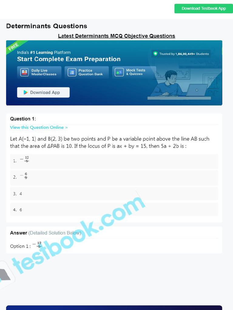 Determinants mcq1 | PDF
