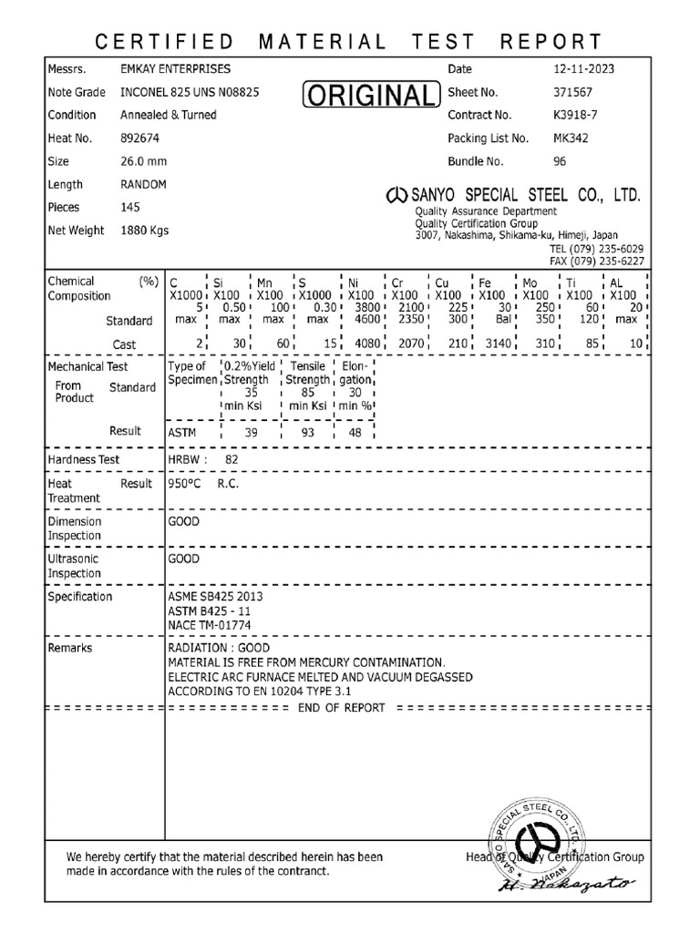 Inconal MTC Round Bar | PDF