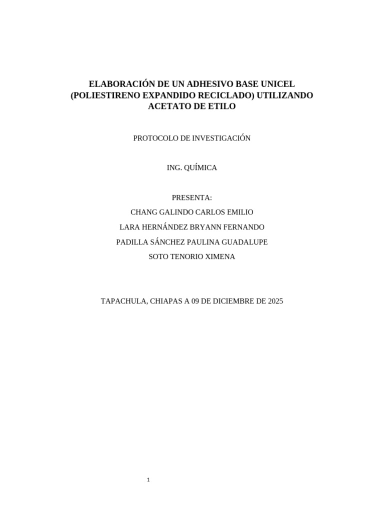 ELABORACIÓN DE UN ADHESIVO BASE UNICEl | PDF | Poliestireno | Residuos