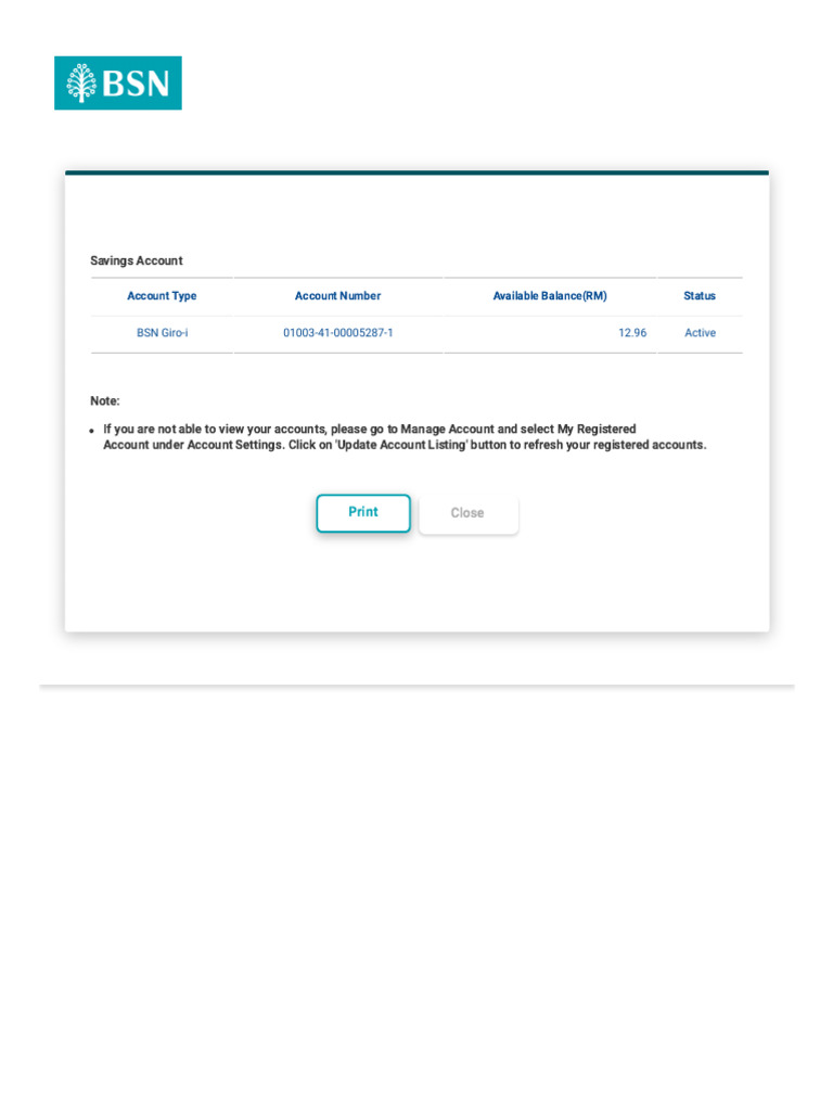 myBSN - Account Overview - Bank Simpanan Nasional | PDF