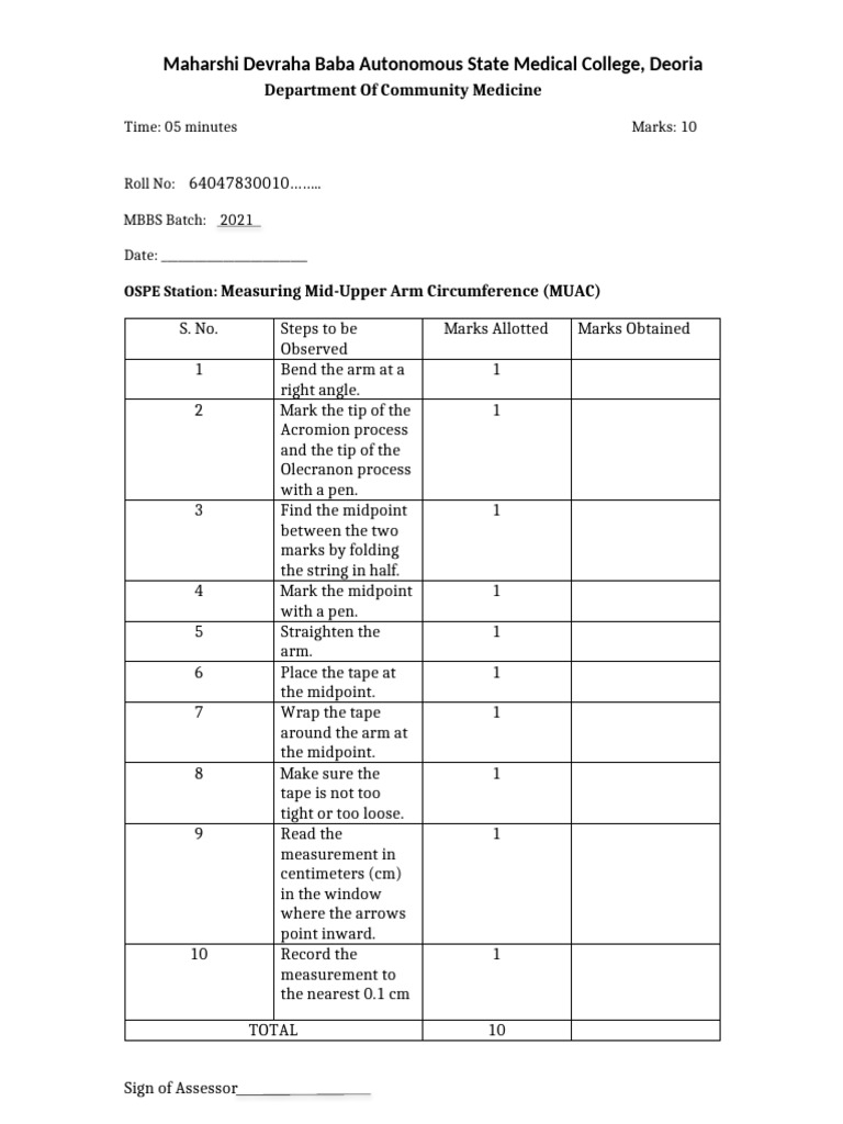 OSPE Muac Test 2021 | PDF
