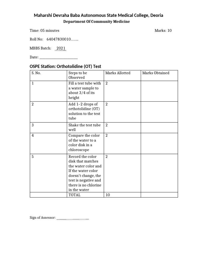 Ospe Ot Test 2021 | PDF