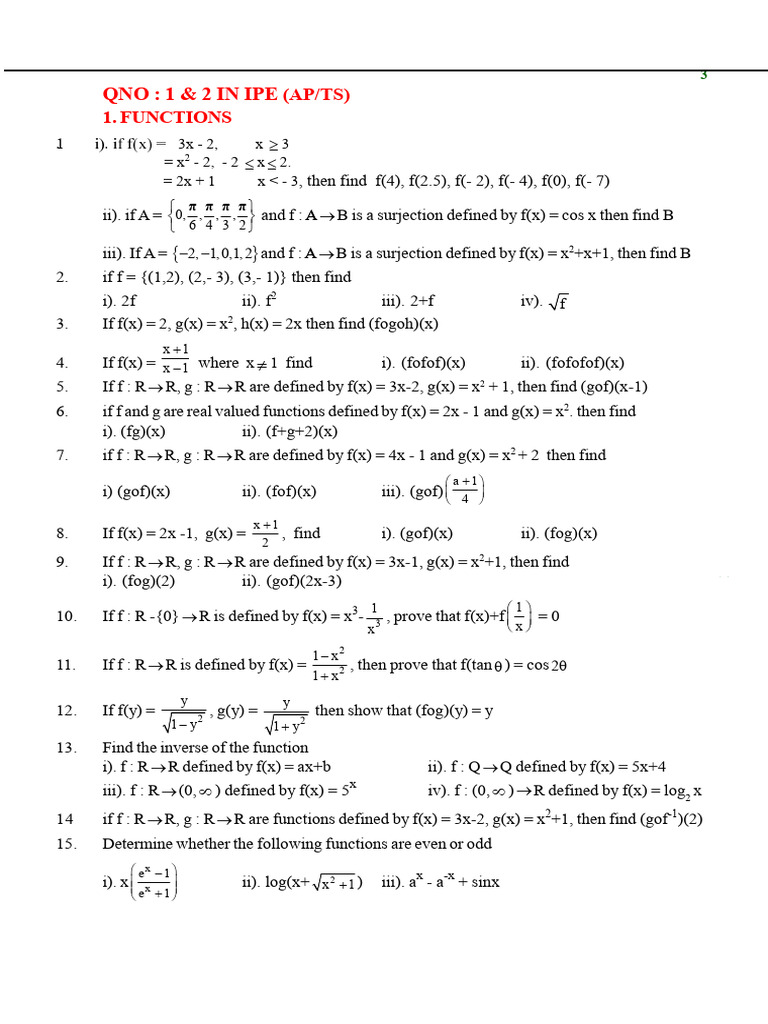 MATHS 1 A IPE IMP QUE-1-1 | PDF