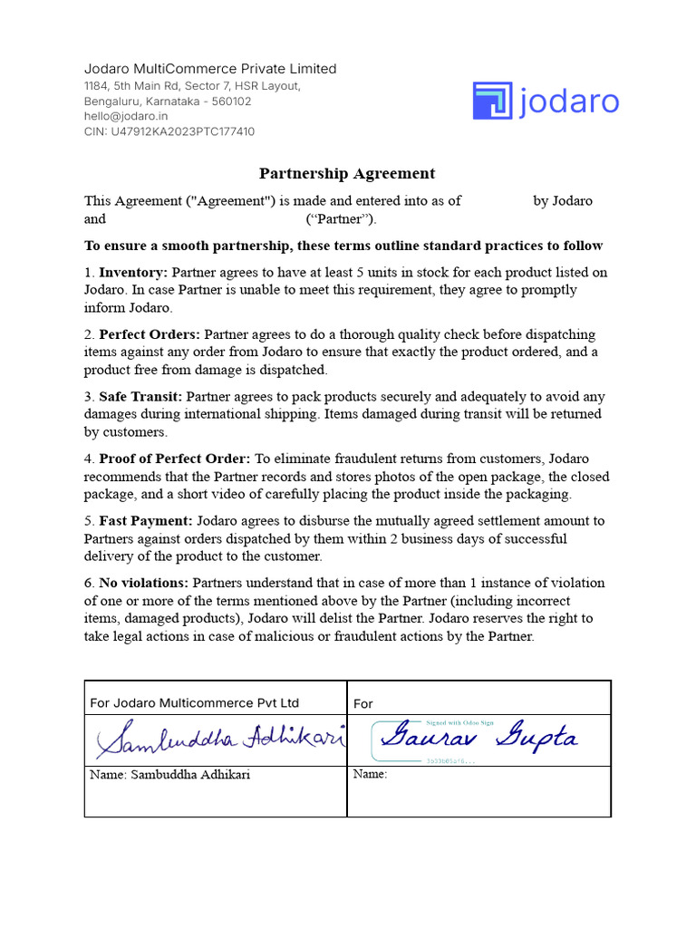 Partnership Agreement | PDF