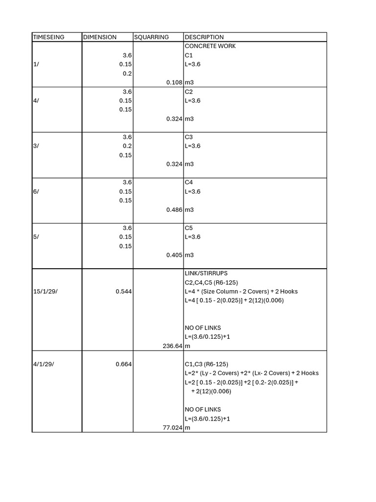 Concrete Column Specs & Calculations | PDF | Structural Engineering