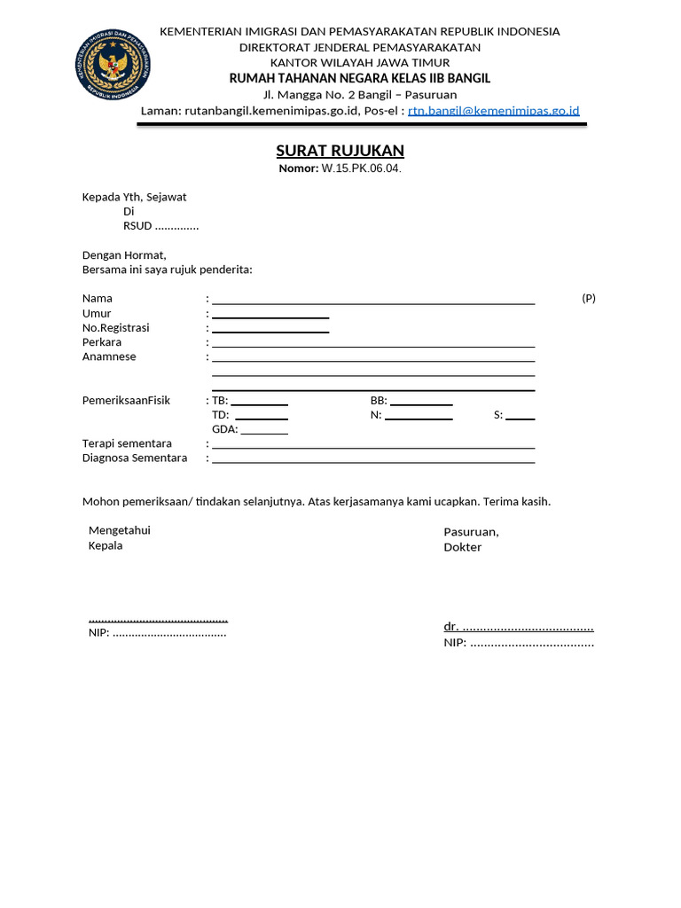 Surat Rujukan New Kemenimipas | PDF