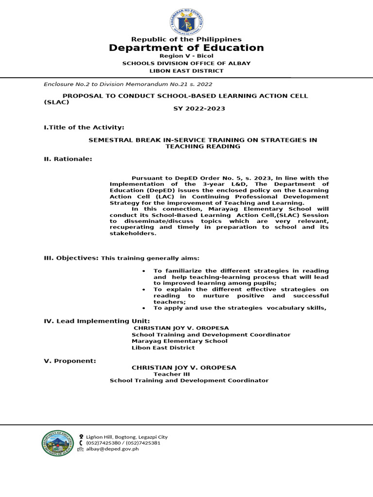 Template Hrds Proposal For Lac Session Rreast 2022 | PDF | Cognition | Learning