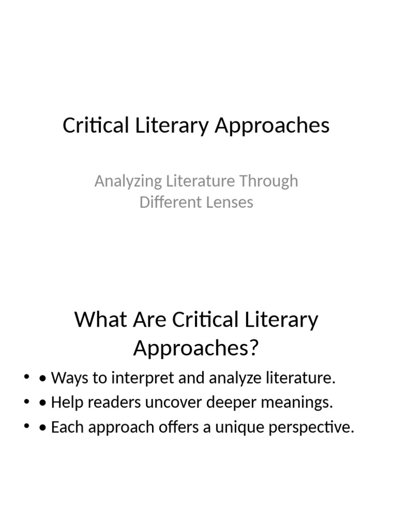 Critical Literary Approaches Explained | PDF | Feminism | Gender Studies