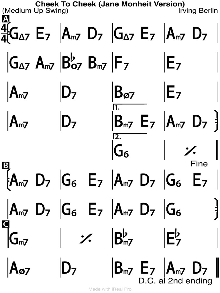 Cheek To Cheek (Jane Monheit Version) | PDF