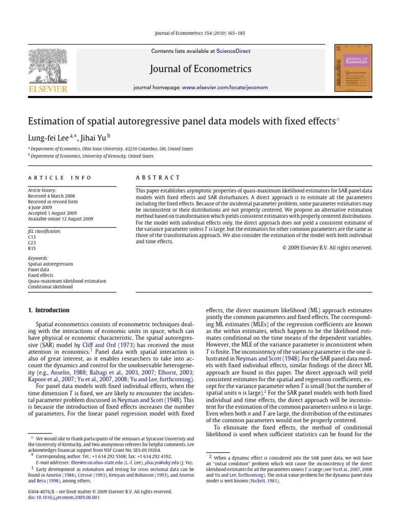 Lee Yu JE10 | PDF | Fixed Effects Model | Regression Analysis