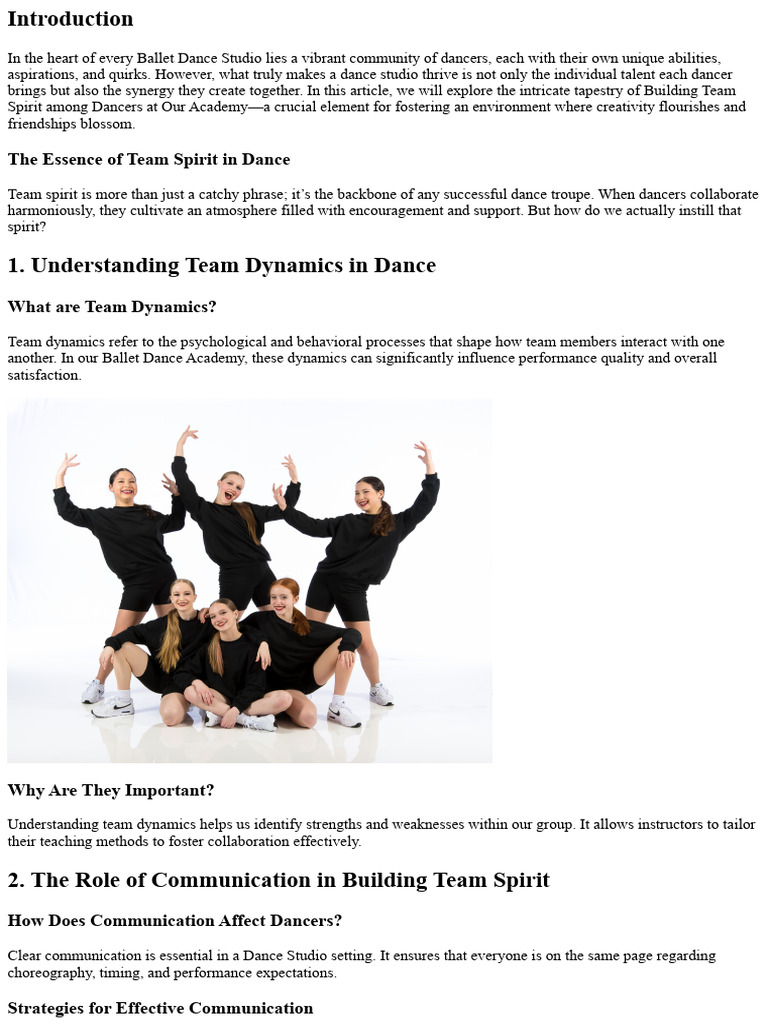 Building Team Spirit in Dance Academy | PDF | Dances | Team Building