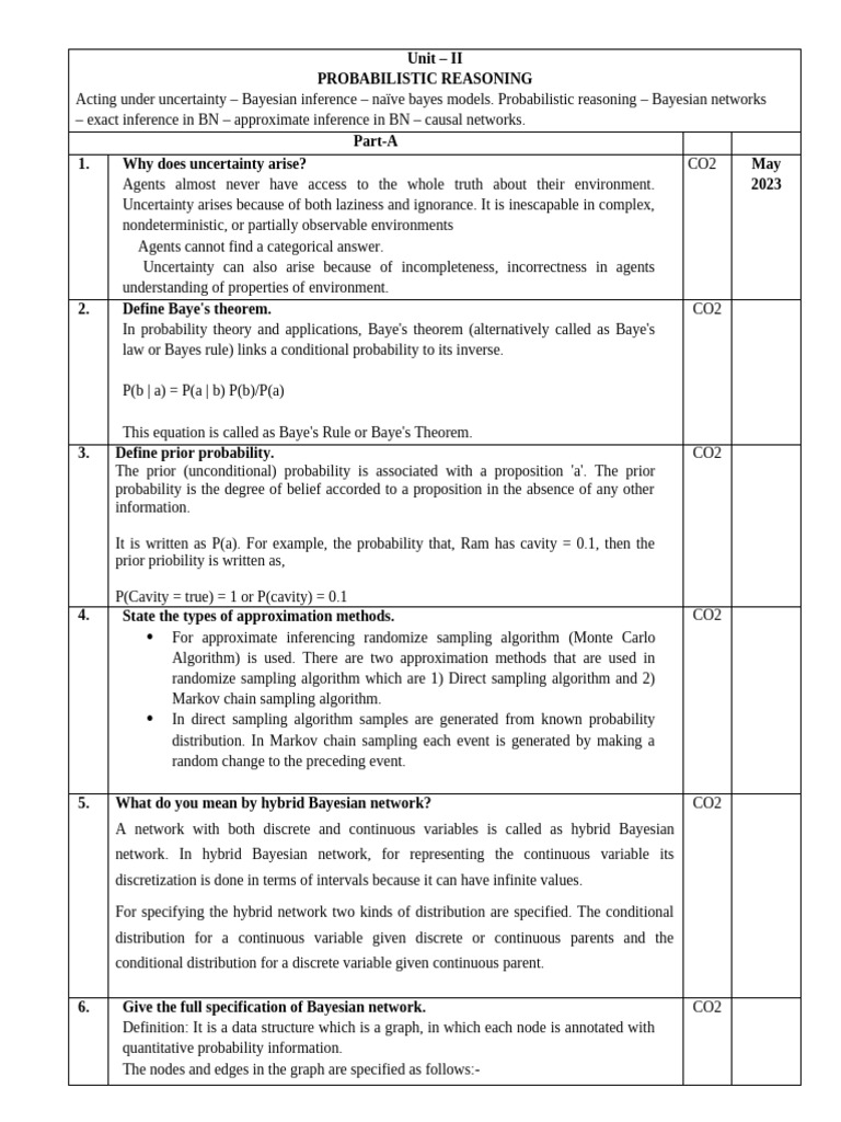 unit ii | PDF | Bayesian Network | Statistical Classification
