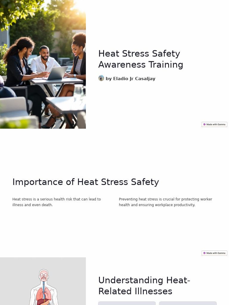 Heat Stress Safety Training Guide | PDF | Hyperthermia | Dehydration