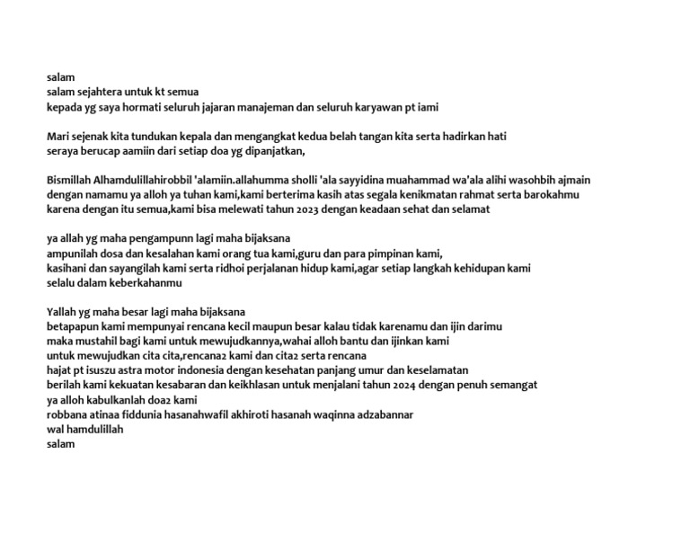 Doa Buka Tahun IAMI 2024 | PDF