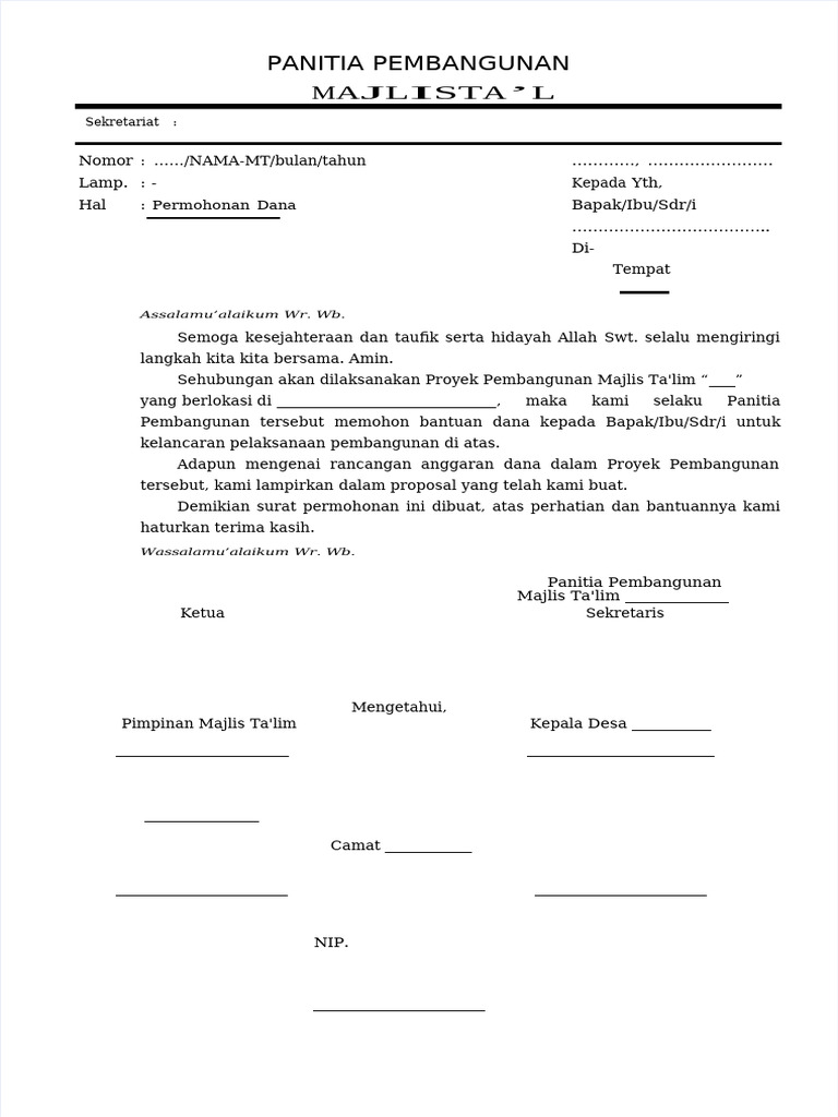 PDF Contoh Proposal Bantuan Dana Pembangunan Majlis Tax27lim | PDF