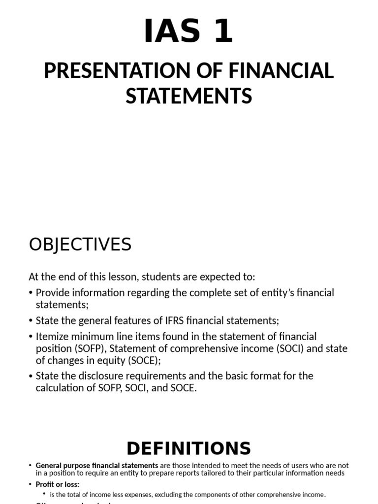 IAS 1-Presentation of Financial Statements | PDF | Financial Statement ...