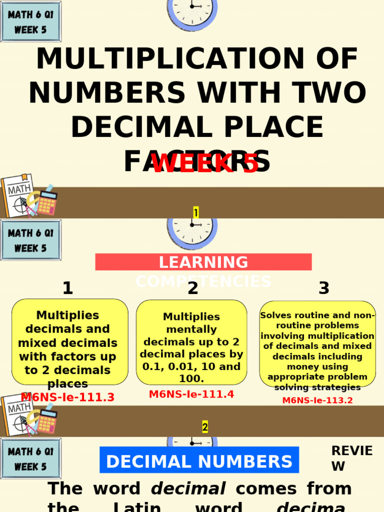 MATH 6 - Q1 - W5 - Multiplication of Numbers With Two Decimal Place Factors | PDF ...