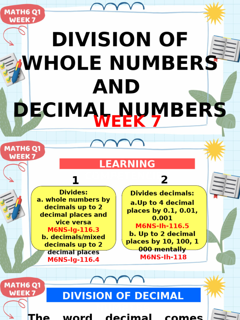 Division of Whole and Decimal Numbers | PDF | Division (Mathematics ...
