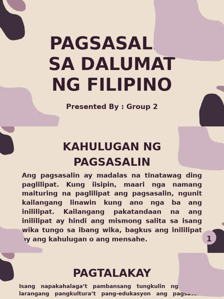 Pagsasalin Sa Dalumat NG Filipino | PDF