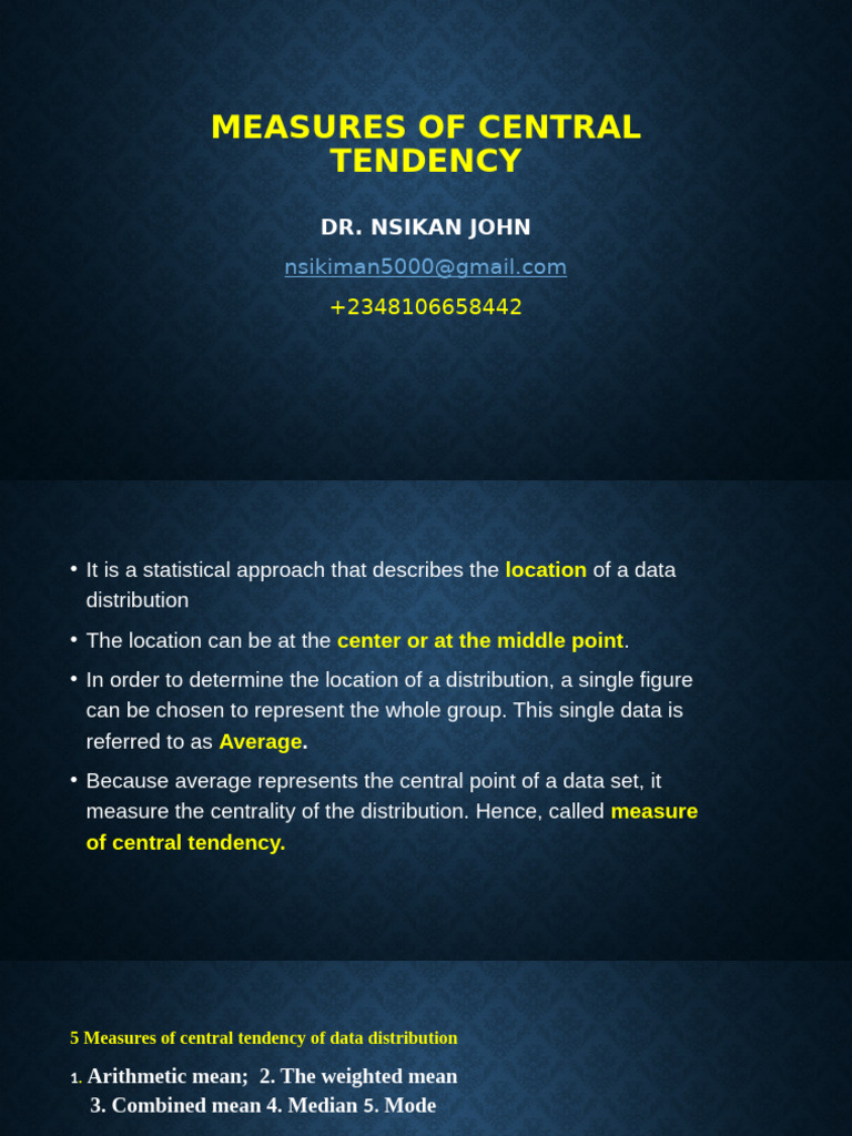 BUA 212 - Measures of Central Tendency | PDF