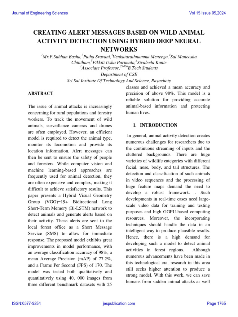 Hybrid Deep Learning for Animal Alerts | PDF | Deep Learning | Computer ...